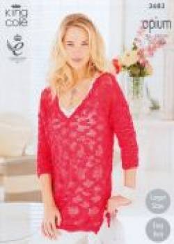 King Cole Opium Ladies V Neck & Boat Neck Sweaters Knitting Pattern 3683