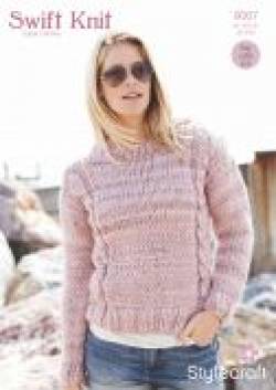 Stylecraft Ladies Sweater Knitting Pattern 9067 Super Chunky