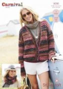 Stylecraft Ladies Waistcoat, Jacket & Snood Knitting Pattern 9086 Chunky